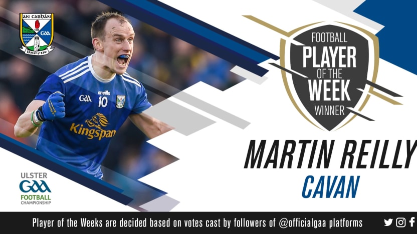 Martin Reilly voted GAA.ie Footballer of the Week