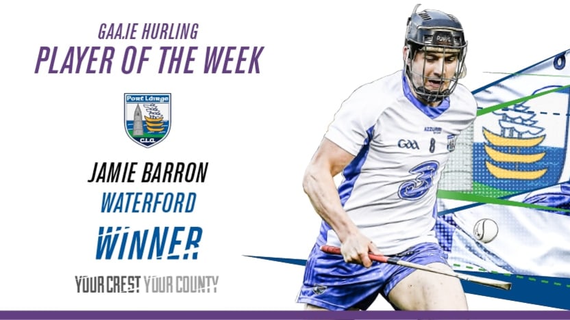Jamie Barron voted GAA.ie Hurler of the Week