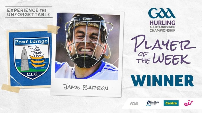 Jamie Barron voted GAA.ie Hurler of the Week