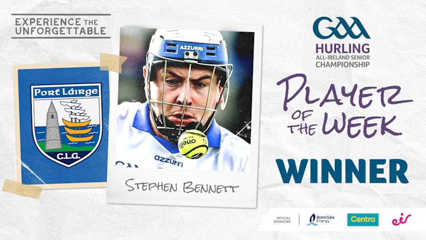 Stephen Bennett voted GAA.ie Hurler of the Week