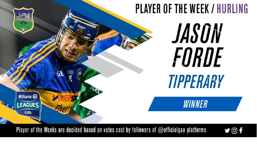 Jason Forde voted GAA.ie Hurler of the Week