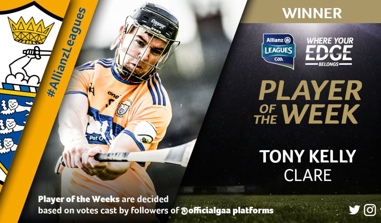 Tony Kelly voted GAA.ie Hurler of the Week