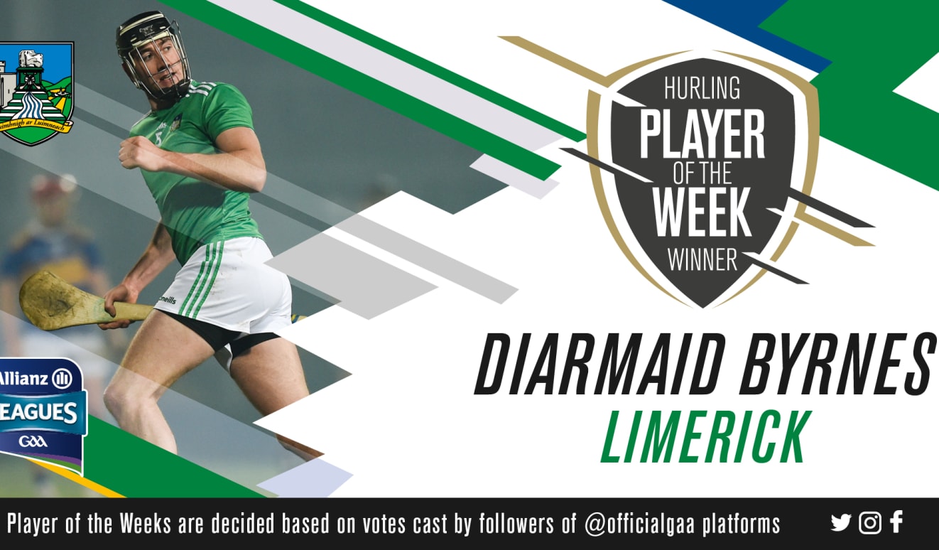 Diarmaid Byrnes voted GAA.ie Hurler of the Week