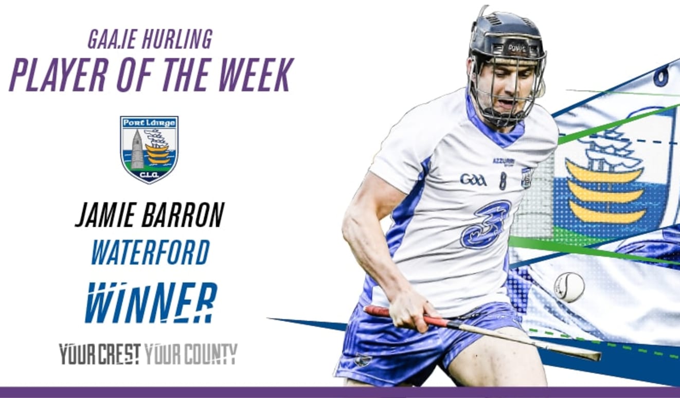 Jamie Barron voted GAA.ie Hurler of the Week
