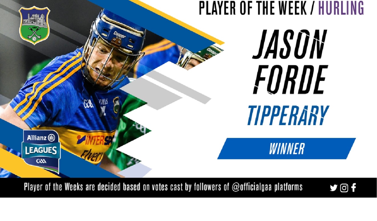 Jason Forde voted GAA.ie Hurler of the Week